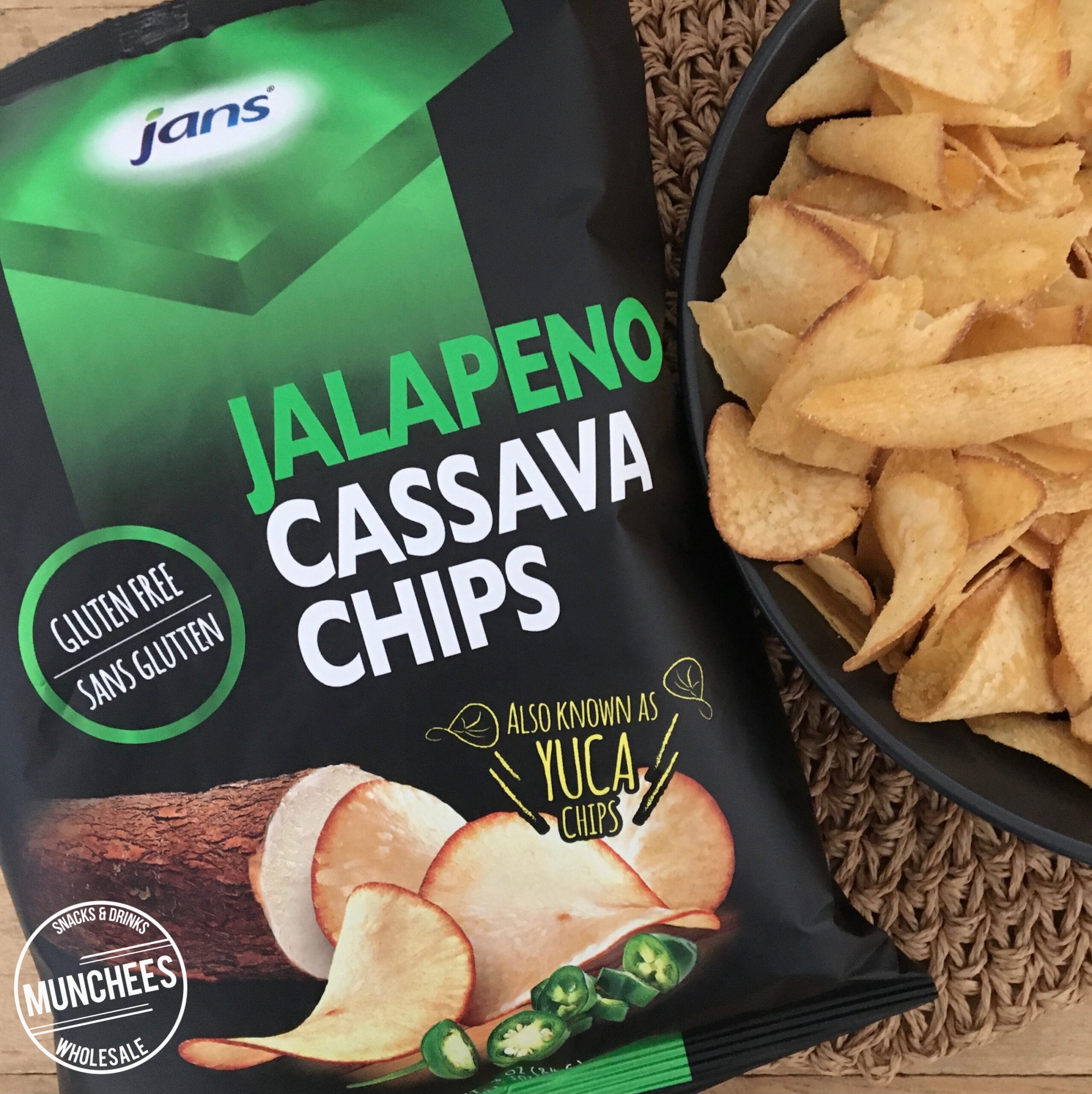 Jans Jalapeno Cassava Chips 12x84g - Munchees Wholesale