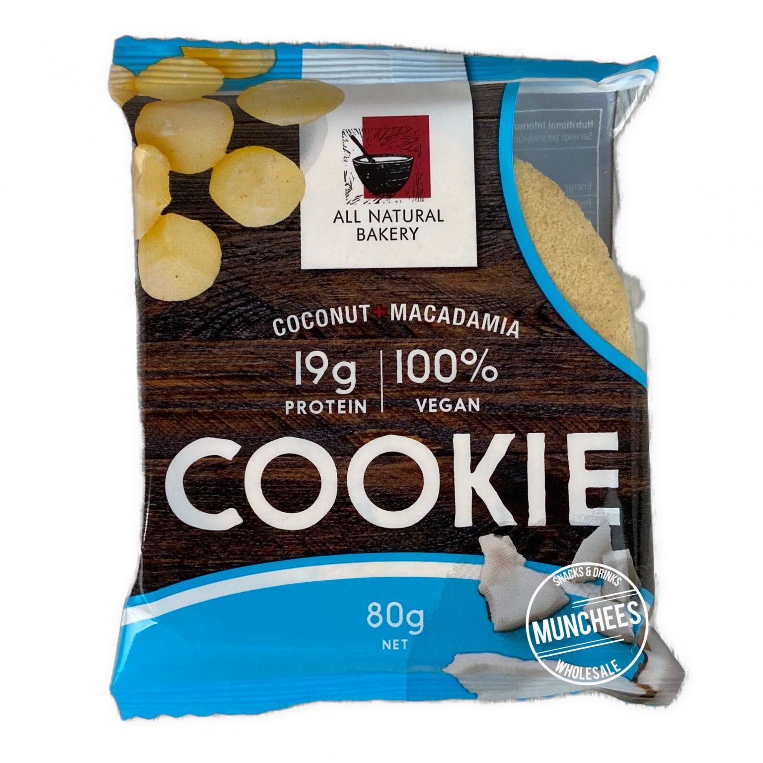 All Natural Bakery Coconut Macadamia Protein Cookie 12x80g - Munchees